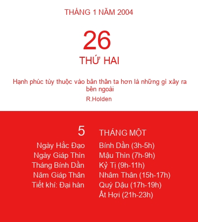 Lịch âm 26 tháng 1 năm 2004 - Lịch vạn niên ngày 26/1/2004 - Lịch ngày ...