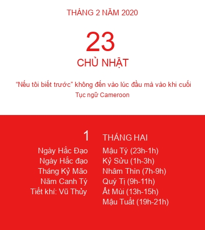 Lịch âm 23 tháng 2 năm 2020 - Lịch vạn niên ngày 23/2/2020 - Lịch ngày ...