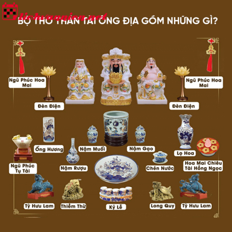 Cách Bày Bàn Thờ Thần Tài Ông Địa Hợp Phong Thủy 2025 - Lịch Vạn Niên